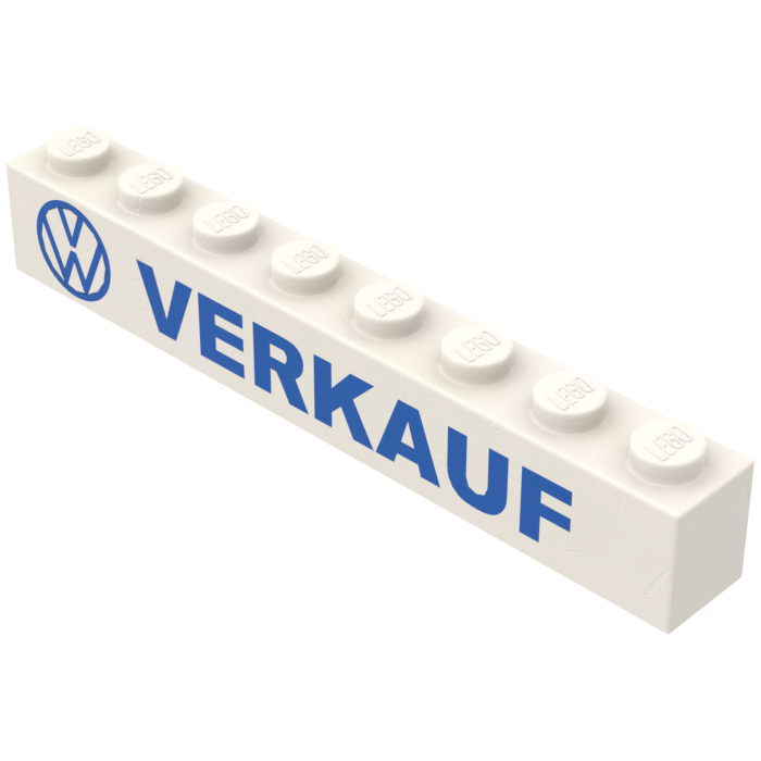 LEGO Brick 1 x 8 with 'VW VERKAUF' without Bottom Tubes with Cross ...