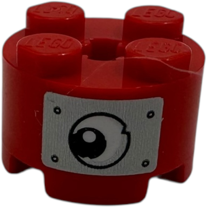 LEGO Brick 2 x 2 Round with black and white eye with pupil and metal ...
