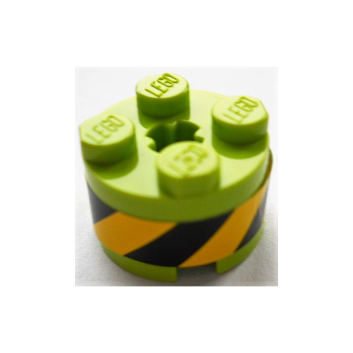 LEGO Brick 2 x 2 Round with Black and Yellow Diagonal Stripes Sticker ...
