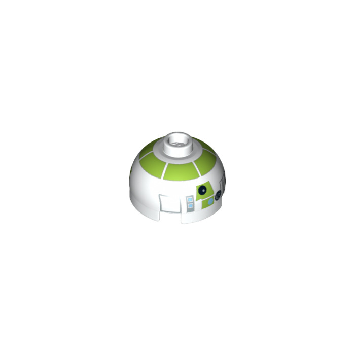 LEGO Brick 2 x 2 Round with Dome Top with Silver and Lime (R7-A7) (with ...
