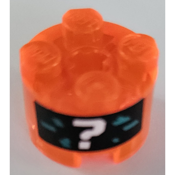 LEGO Brick 2 x 2 Round with Question Mark and Dark Turquoise Pixels ...