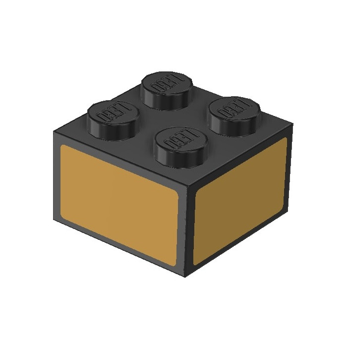 LEGO Brick 2 x 2 with Gold Rectangle (All Sides) Sticker (3003) | Brick ...