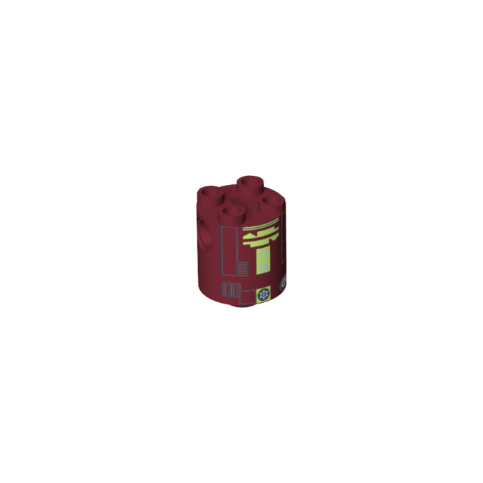 LEGO Brick 2 x 2 x 2 Round with Black, Gray, and Green Astromech Droid ...