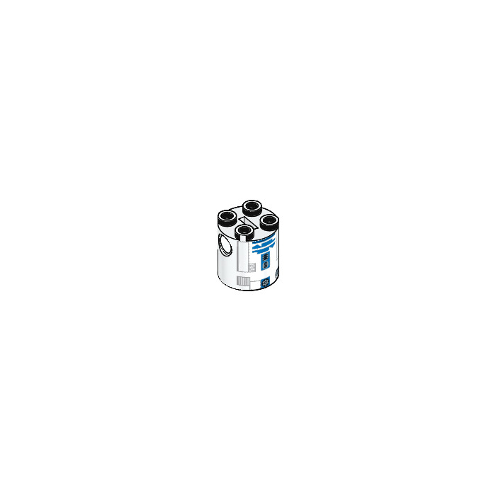 LEGO Brick 2 x 2 x 2 Round with Blue, Gray, and Black Astromech Droid ...