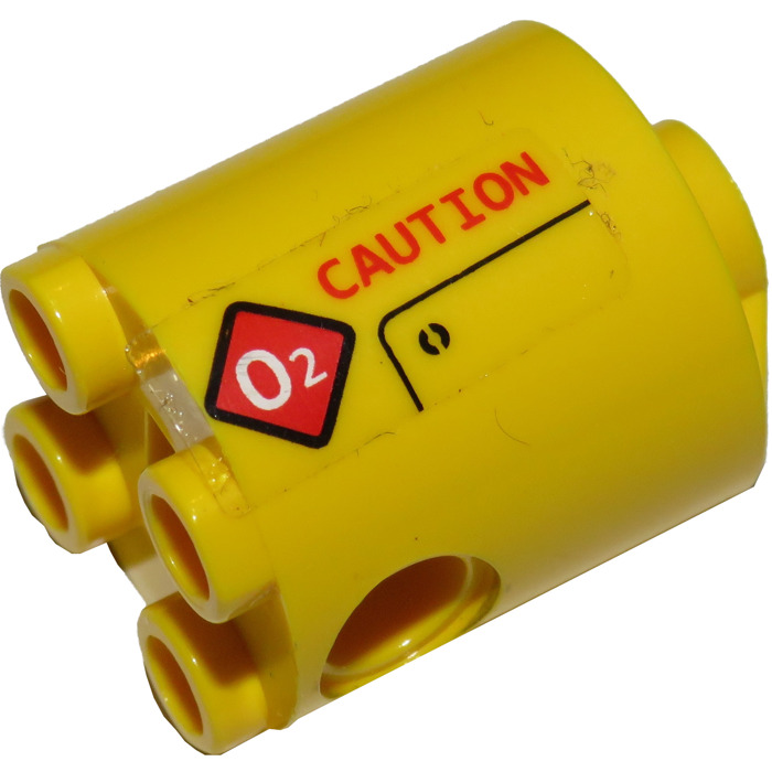 LEGO Brick 2 x 2 x 2 Round with 'CAUTION' and red sign 'O2' on left ...