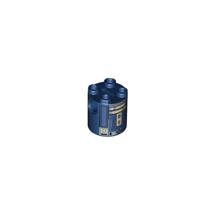 LEGO Brick 2 x 2 x 2 Round with Gold Markings with Bottom Axle Holder ...