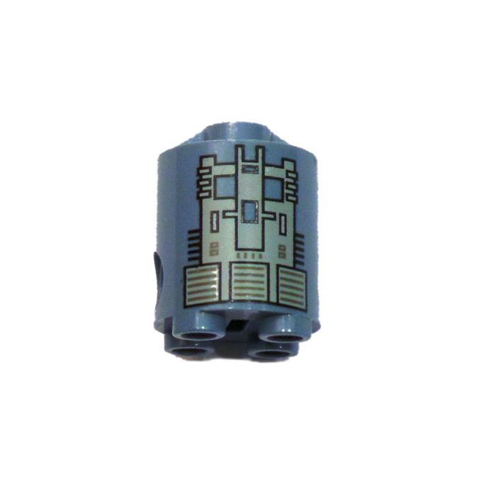 LEGO Brick 2 x 2 x 2 Round with Gray Squares and Black Lines with ...