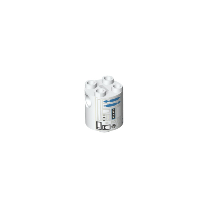 LEGO Brick 2 x 2 x 2 Round with R2-D2 with Bottom Axle Holder with ...