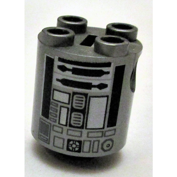 LEGO Brick 2 x 2 x 2 Round with R2-Q2 Pattern with Bottom Axle Holder ...