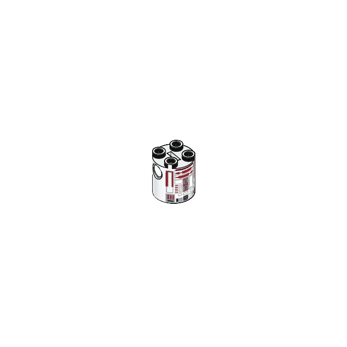 LEGO Brick 2 x 2 x 2 Round with Red Lines and Red (R4-P17) with Bottom ...
