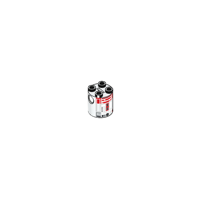 LEGO Brick 2 x 2 x 2 Round with Red Markings with Bottom Axle Holder ...