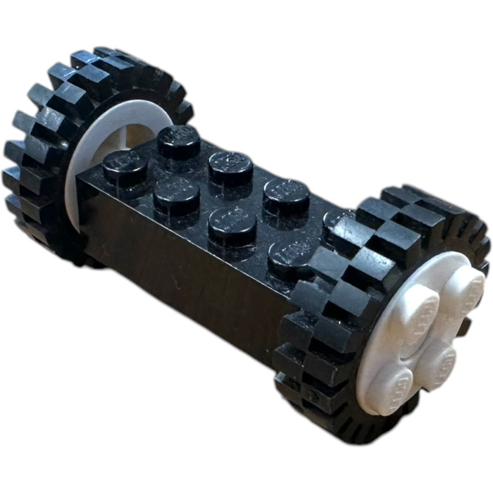 LEGO Brick 2 x 4 Wheels Holder with White Freestyle Wheels Assembly ...