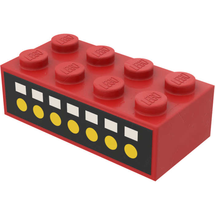 LEGO Brick 2 x 4 with 7 White Squares and 7 Yellow Dots Sticker (3001 ...