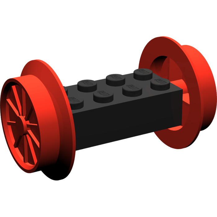 LEGO Brick 2 x 4 with Large Spoked Red Train Wheels (29mm) (4180) | Brick Owl - LEGO Marketplace