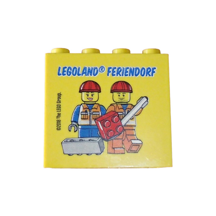 LEGO Brick 2 x 4 x 3 with Legoland Feriendorf 2018 Construction Workers ...