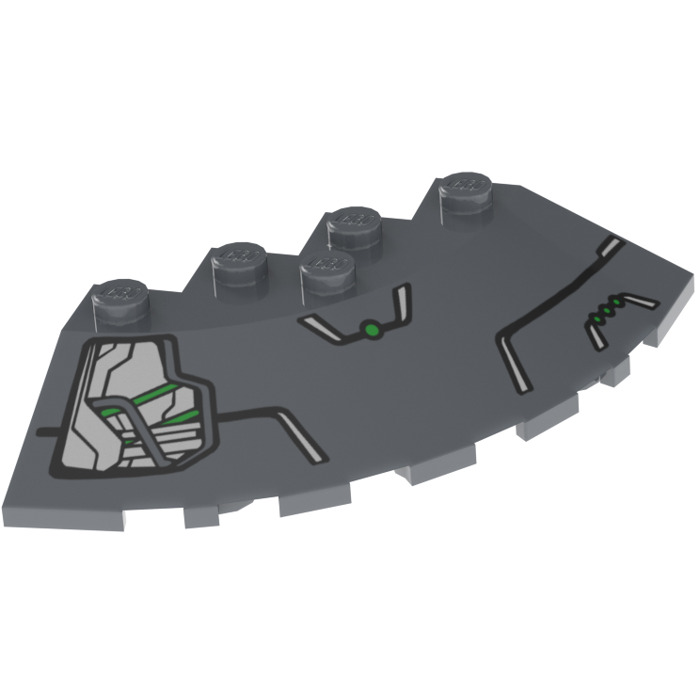 LEGO Brick 6 x 6 Round (25°) Corner with Lines and Circuitry Right ...