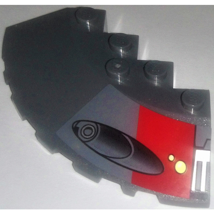 LEGO Brick 6 x 6 Round (25°) Corner with Red Square and Launcher (Right ...