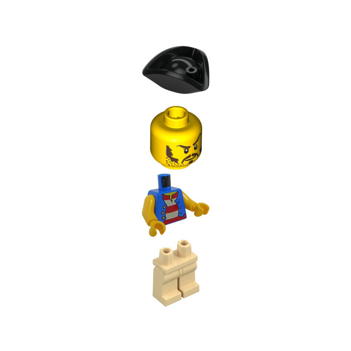 LEGO Brickbeard's Bounty Pirate with Blue Vest and Red and White ...