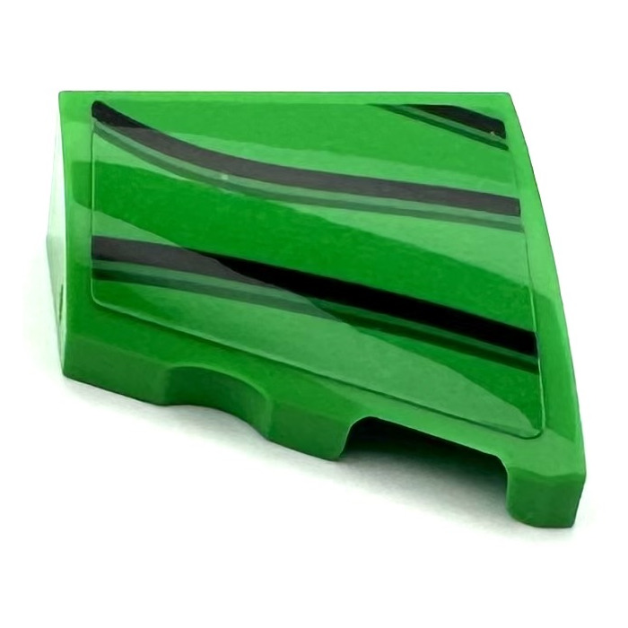 LEGO Slope 2 x 2 x 0.6 Curved Angled Right with dark green and black ...