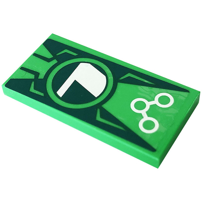 LEGO Bright Green Tile 2 x 4 with Lena Luthor Letter 'L' Logo Sticker ...