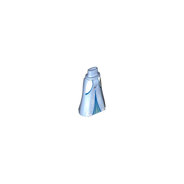 LEGO Bright Light Blue Minidoll Hip with Full Length Skirt with White ...