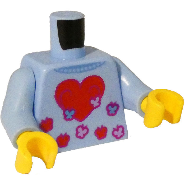 LEGO Minifig Torso with Red Heart and Pink and Blue Butterflies (973 ...