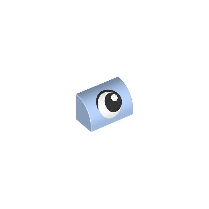 LEGO Bright Light Blue Slope 1 x 2 Curved with Eye Looking Right ...