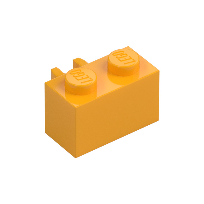 LEGO Bright Light Orange Brick 1 x 2 with Vertical Clip with Open 'O ...