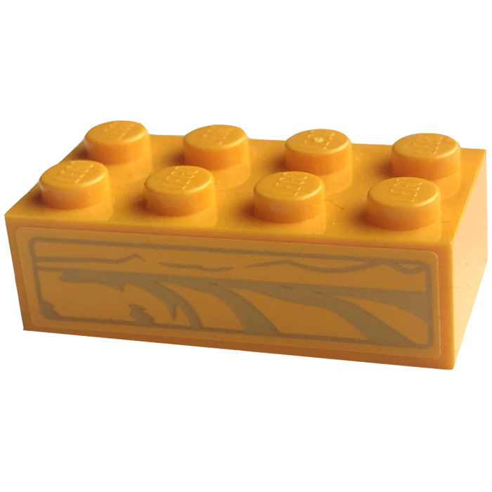 LEGO Bright Light Orange Brick 2 x 4 with Gray Lines 77013 Sticker ...