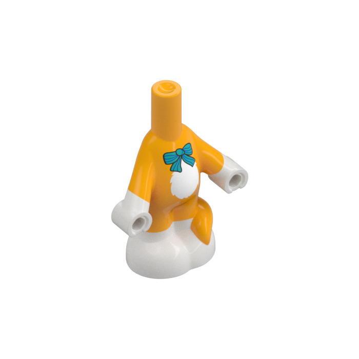LEGO Micro Body with Cat Tail with White Fur and Bow Tie | Brick Owl