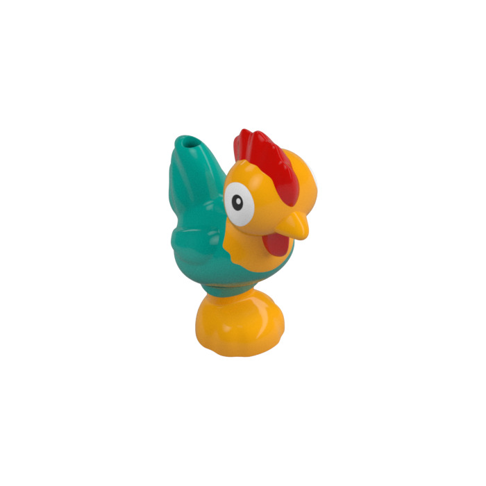 LEGO Rooster with Dark Turquoise Tail Feathers and Red Comb and Wattles ...