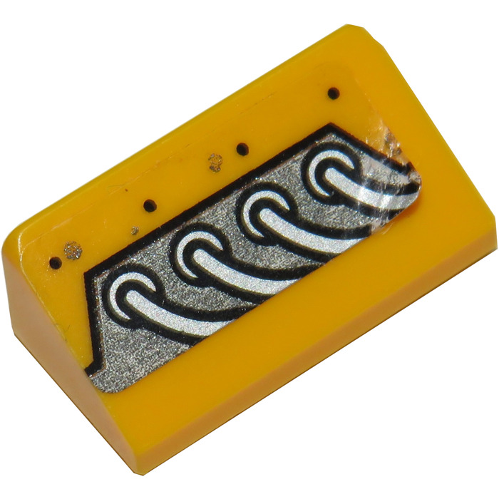 LEGO Bright Light Orange Slope 1 x 2 (31°) with 4 Silver Cables (Left ...