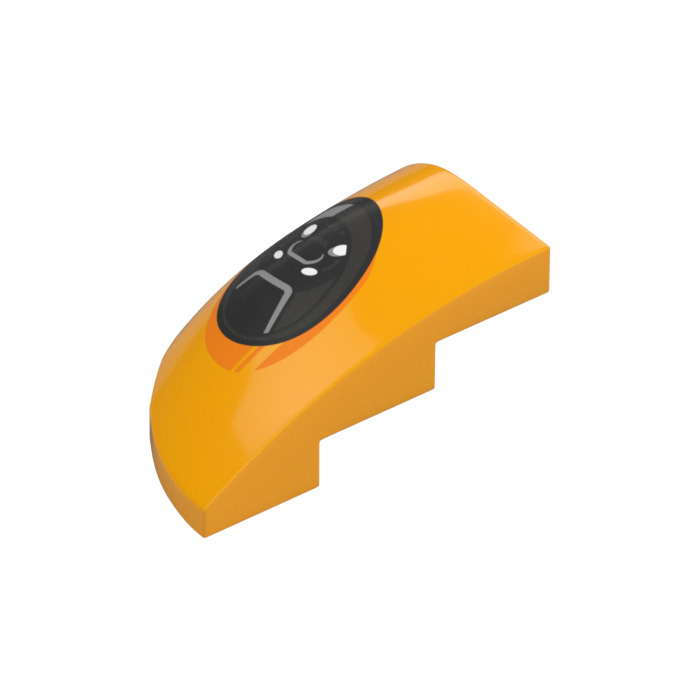 LEGO Bright Light Orange Slope Curved 3 x 2 Right with Black Headlight ...
