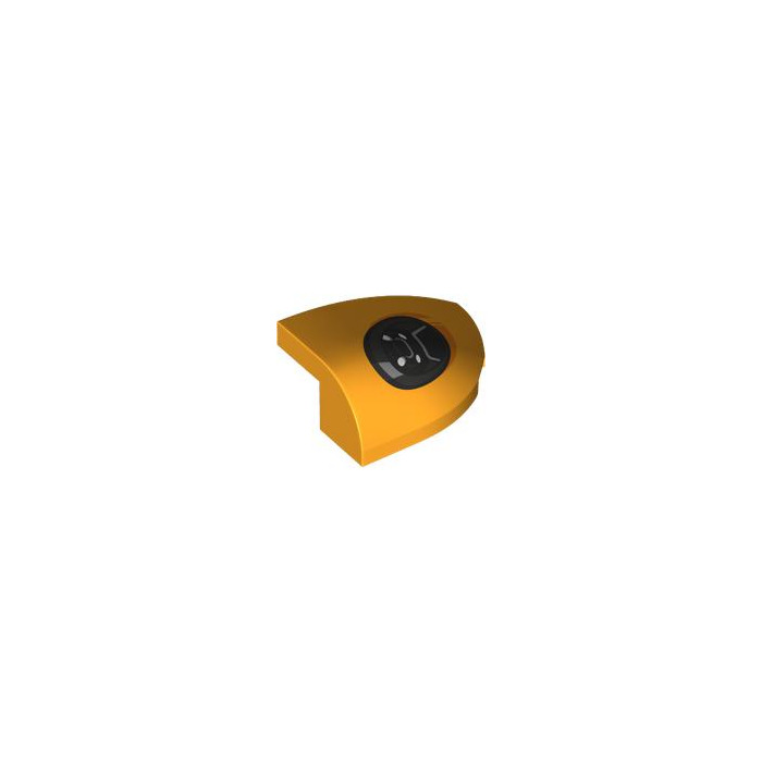 LEGO Bright Light Orange Slope Curved 3 x 2 Right with Black Headlight ...