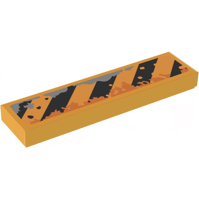 LEGO Bright Light Orange Tile 1 x 4 with Diagonal Black Stripes, Grey ...