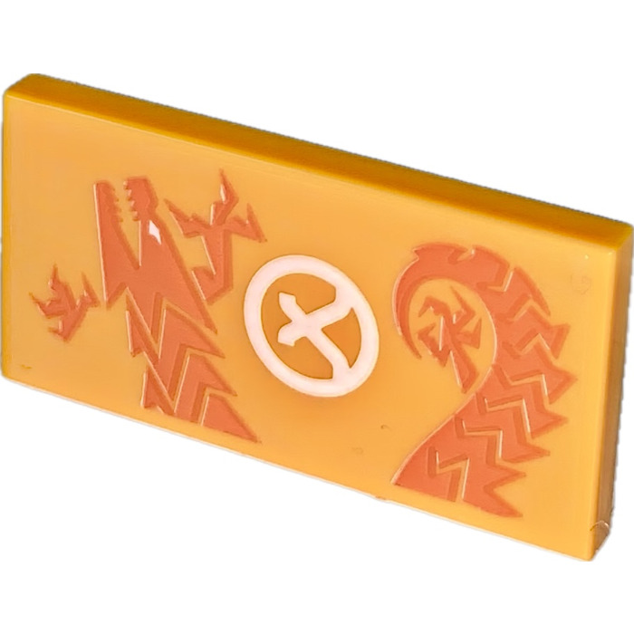 LEGO Bright Light Orange Tile 2 x 4 with Dragon and Circle Ninjago ...