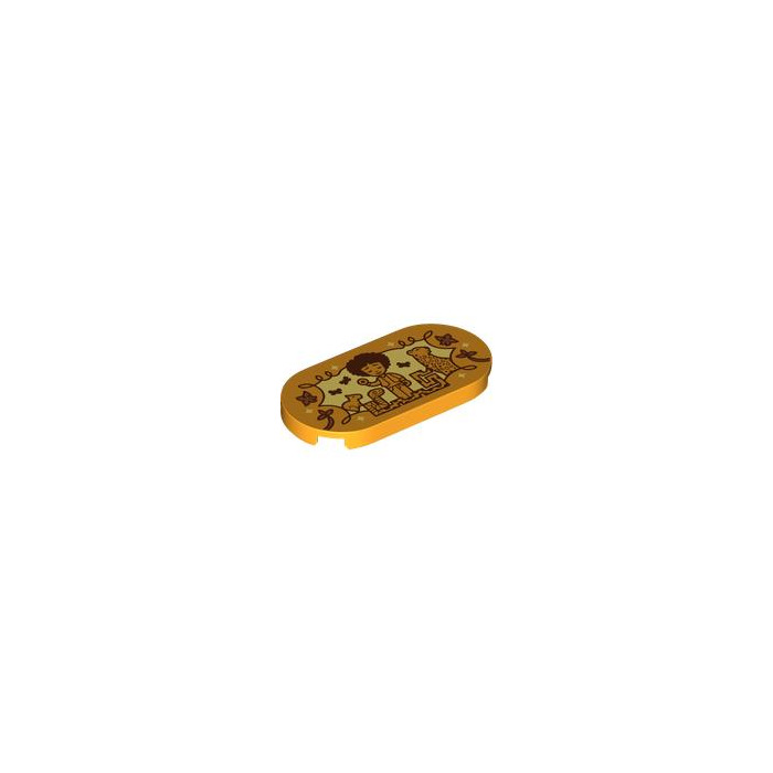 LEGO Bright Light Orange Tile 2 x 4 with Rounded Ends with Antonio and ...