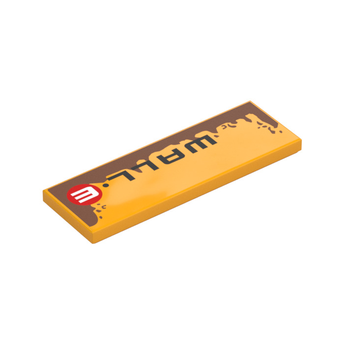 LEGO Bright Light Orange Tile 2 x 6 with ‘WALL.E’ and Rust Stains ...