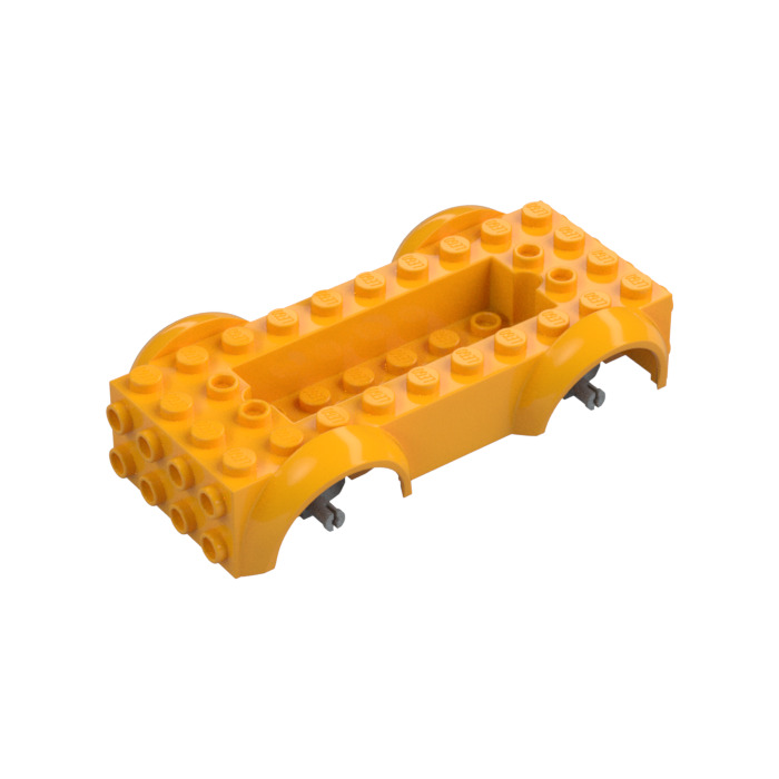 LEGO Bright Light Orange Vehicle Base with Medium Stone Gray Wheel ...
