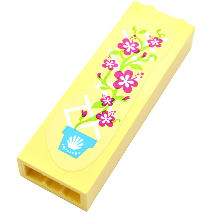 LEGO Bright Light Yellow Brick 1 x 2 x 5 with Pot Plant & Trellis ...