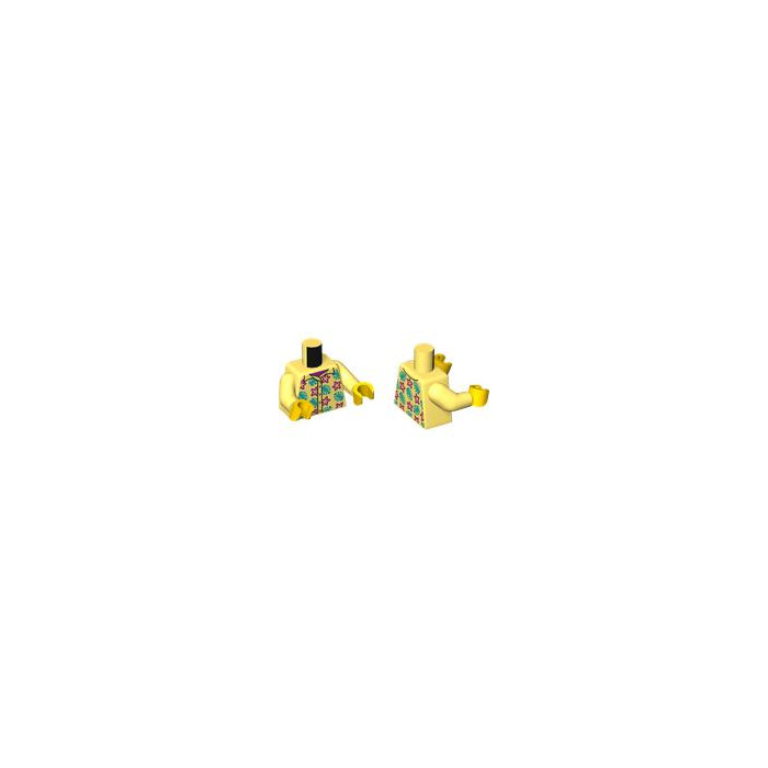 LEGO Bright Light Yellow Torso with Shirt with Flowers and Leaves (973 ...