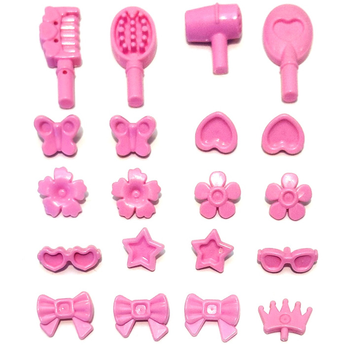 LEGO Bright Pink Friends Hair Accessories, Complete Set (93080 / 96389 ...