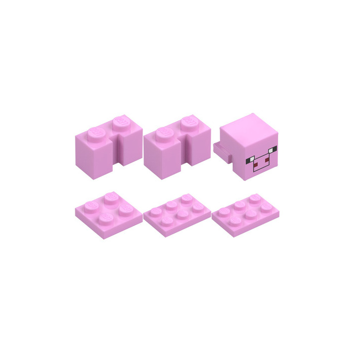 LEGO Bright Pink Minecraft Pig (2 x 2 Plate Back) | Brick Owl - LEGO ...