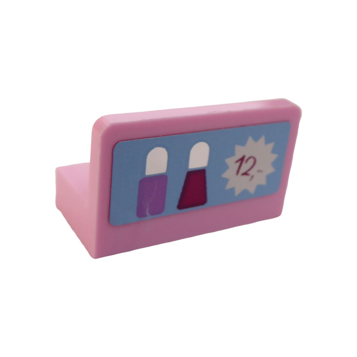 LEGO Bright Pink Panel 1 x 2 x 1 with Nail Polish and 12 Sticker with ...