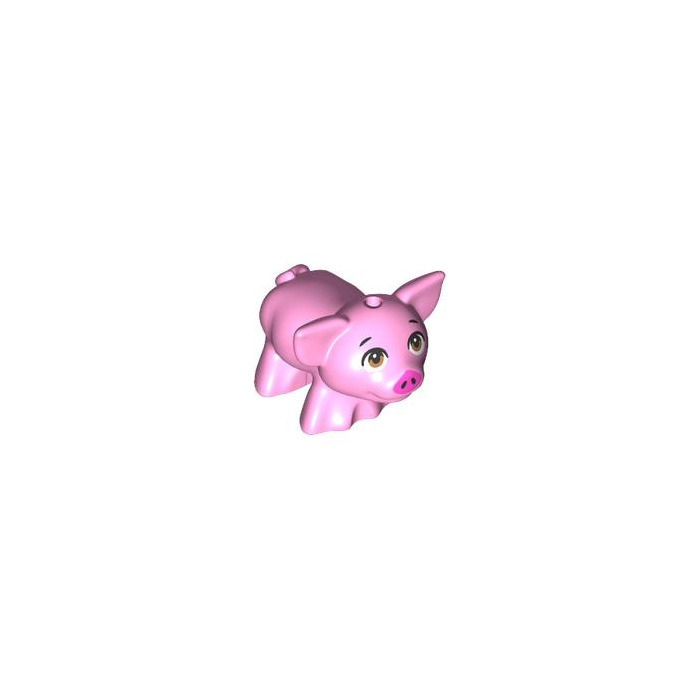 LEGO Bright Pink Pig (Small) with Brown Eyes and Short Eyebrows (28318 ...