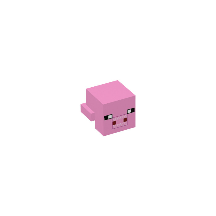 LEGO Bright Pink Pixelated Minecraft Animal Head with Pig Face with ...