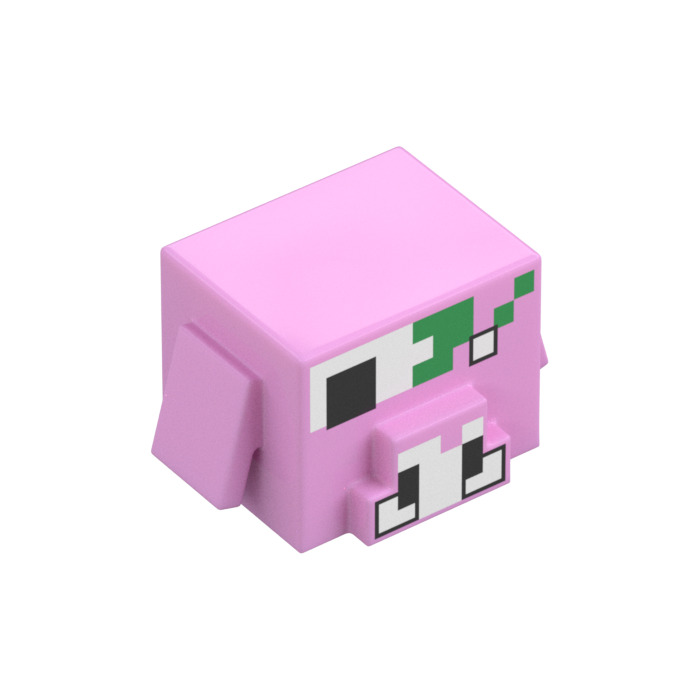 LEGO Bright Pink Rectangular Head with Ears with Zombified Piglin Face ...