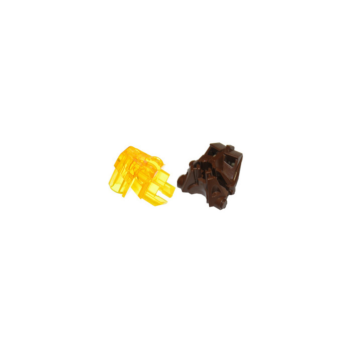 LEGO Brown Bionicle Head Connector Block with Transparent Neon Yellow ...