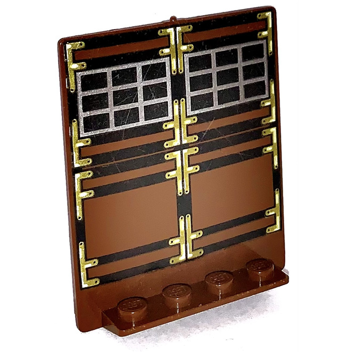 LEGO Brown Door 2 x 5 x 5 Revolving with Gold/Black Room Divider ...