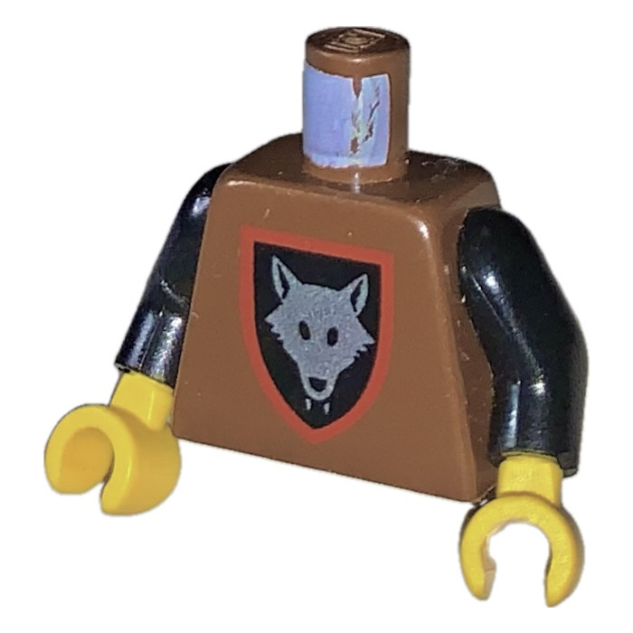 LEGO Brown Minifig Castle Torso with Wolf in Shield with Red Border ...